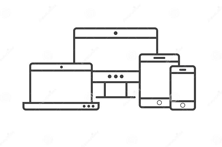 Multi Device Icons: Smartphone, Tablet, Laptop and Desktop Computer ...