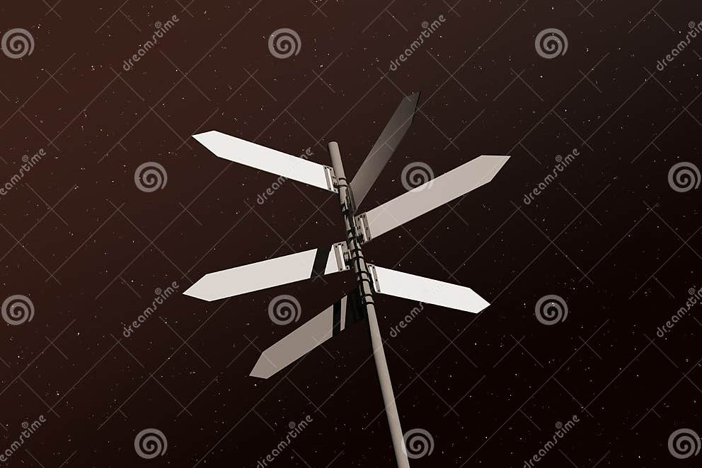 Multi-directional Street Sign with Blank Pointers Stock Illustration ...