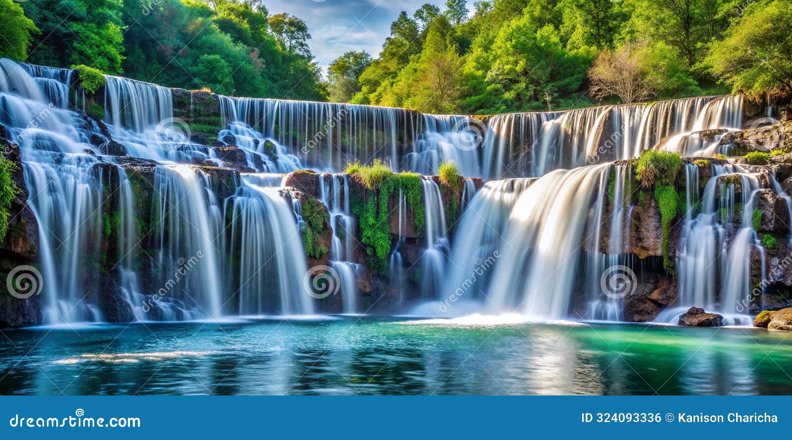 Multi Drop Waterfall in America Generative AI Stock Illustration ...