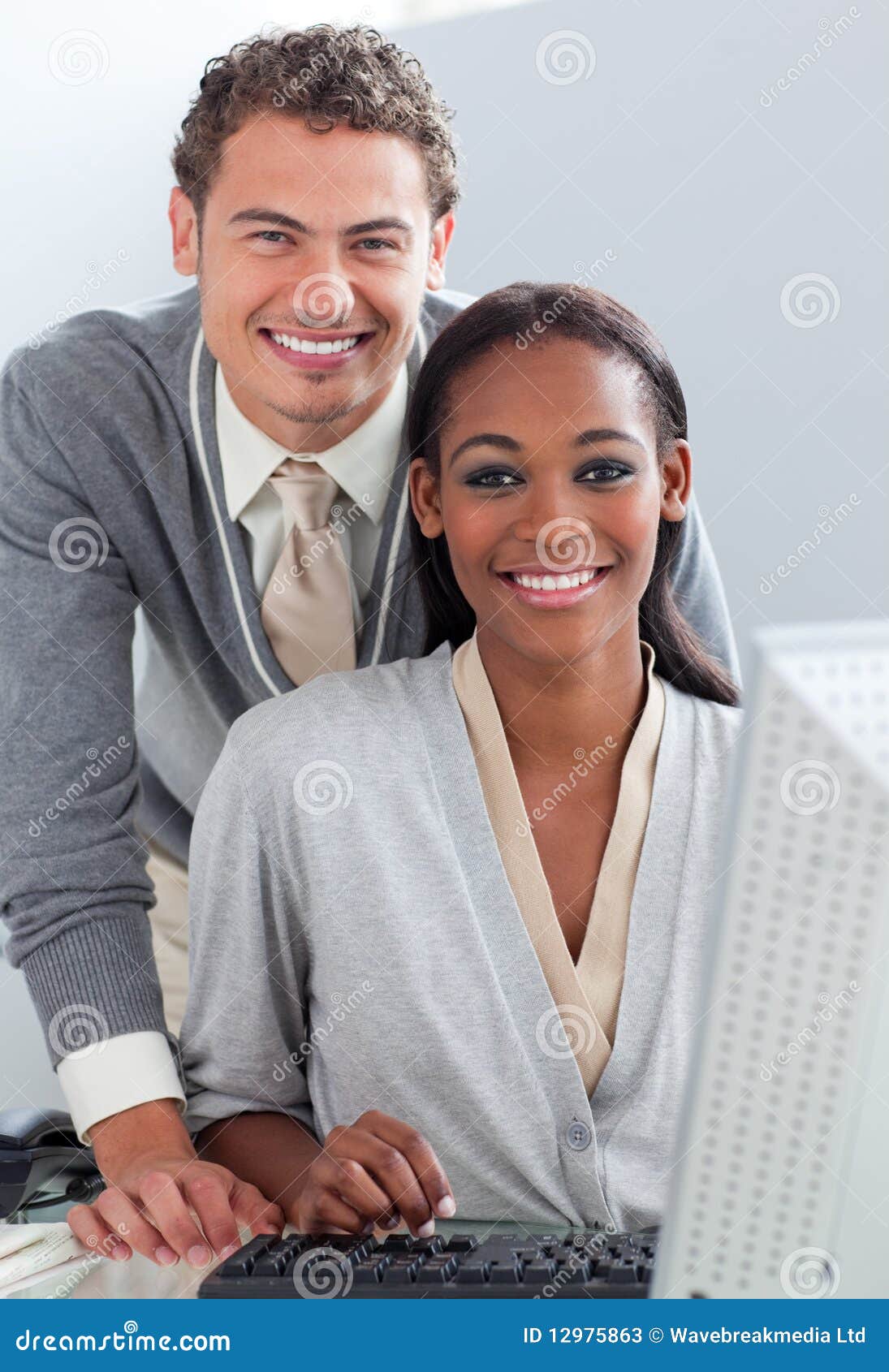 Multi Ethnic Business Partners Working Together Stock Image Image Of