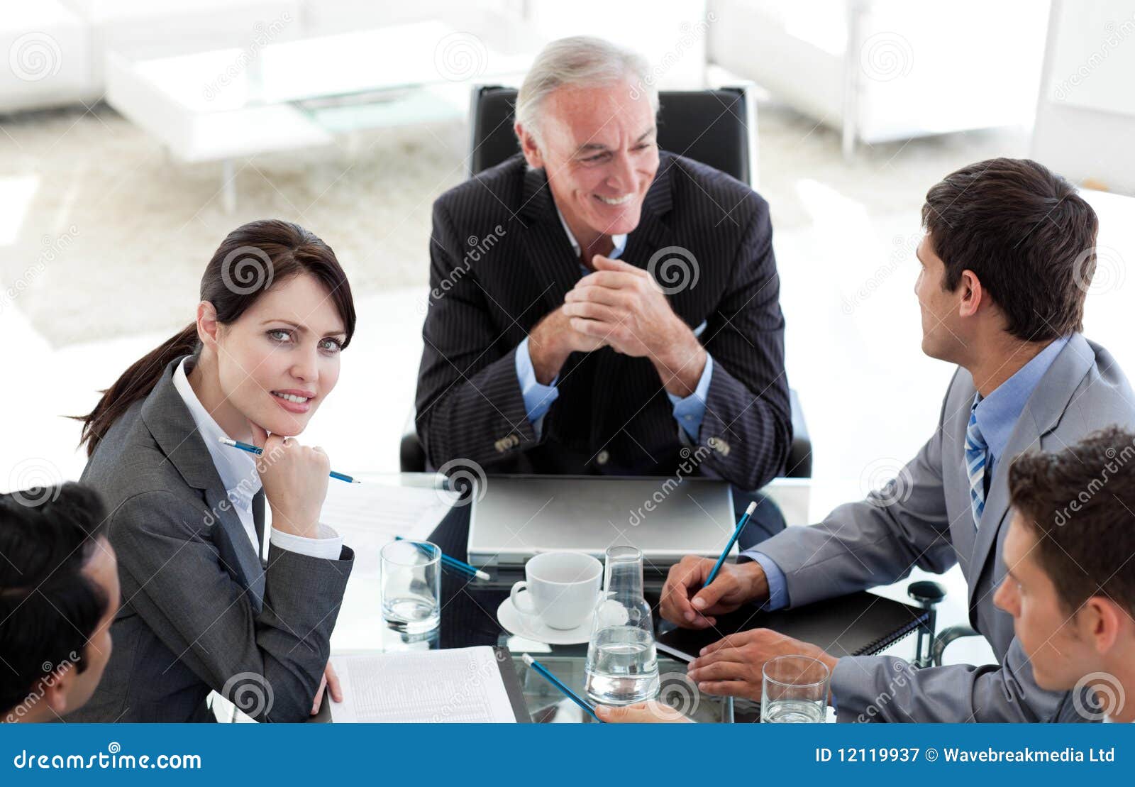 Multi-ethnic Business People at a Conference Table Stock Image - Image ...