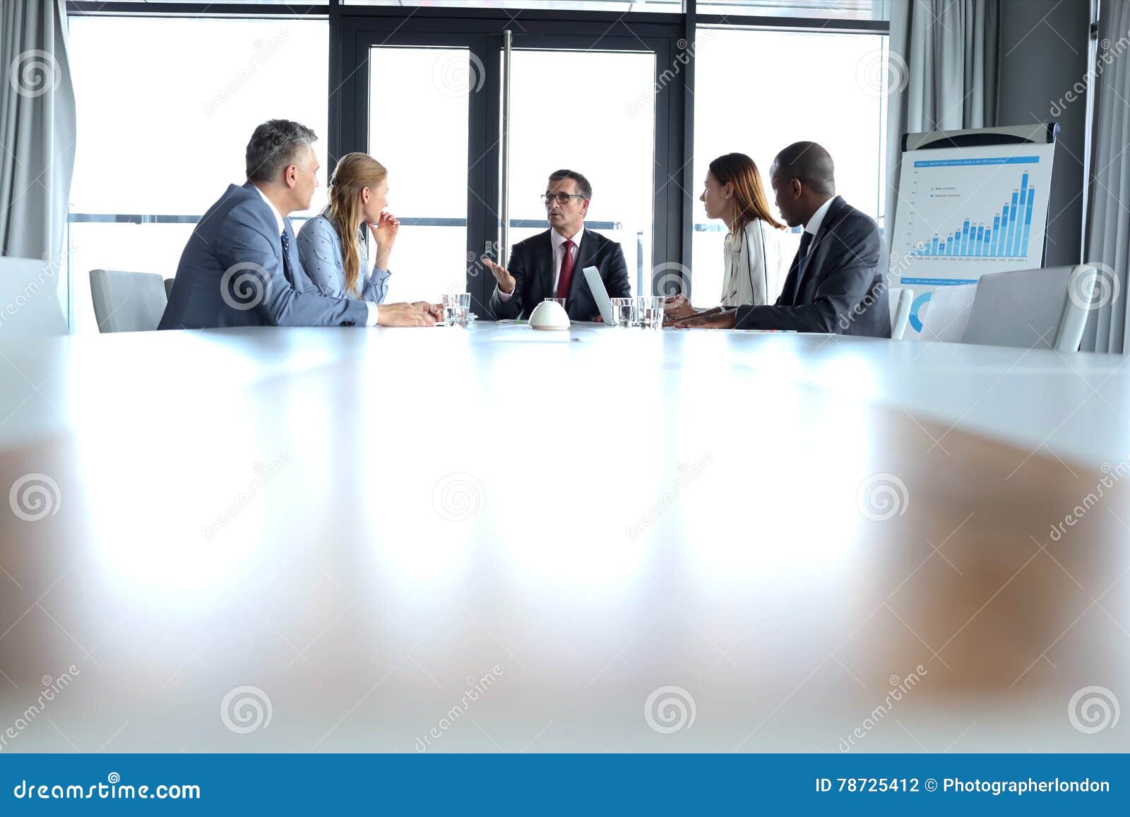 Multi-ethnic Business People Having Discussion at Table in Board Room ...