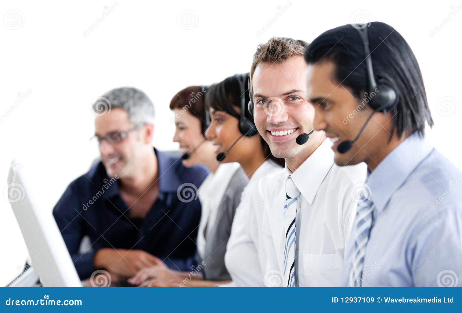 Multi-ethnic Business People Using Headset Stock Image - Image of ...