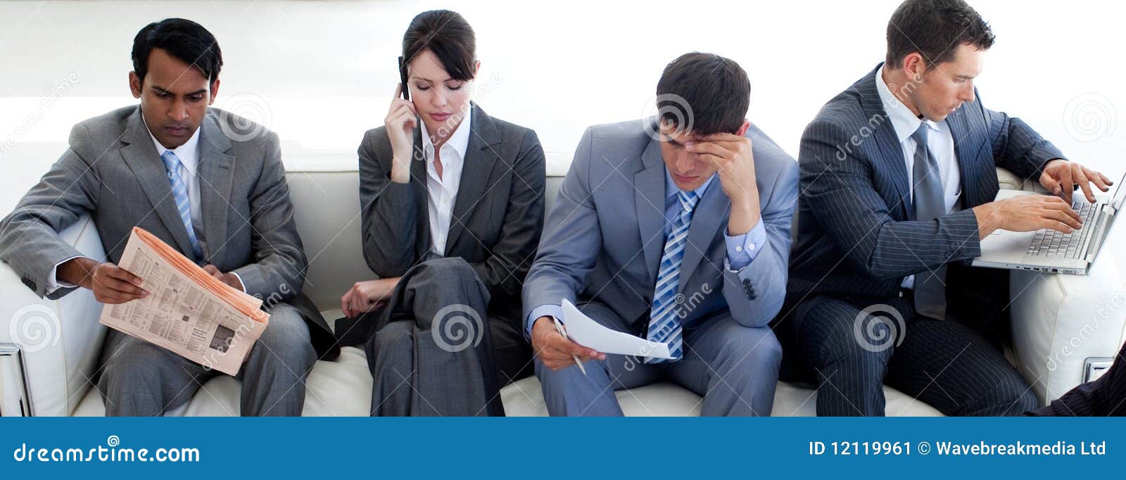 Multi-ethnic Business People in a Waiting Room Stock Image - Image of ...