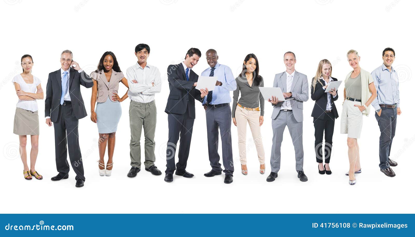Multi-Ethnic Business People Working in a Row Stock Photo - Image of ...