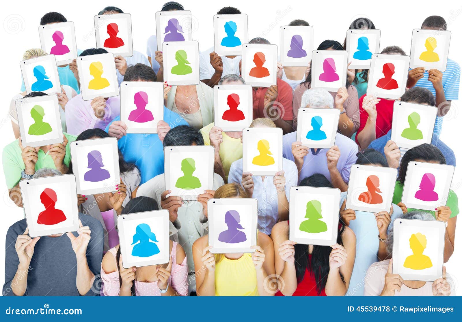 Multi-ethnic Casual People Holding the Tablet Stock Photo - Image of ...