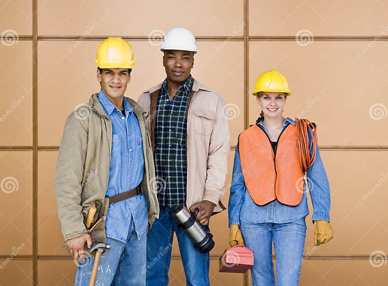 Multi-ethnic Construction Workers Posing Stock Photo - Image of ...