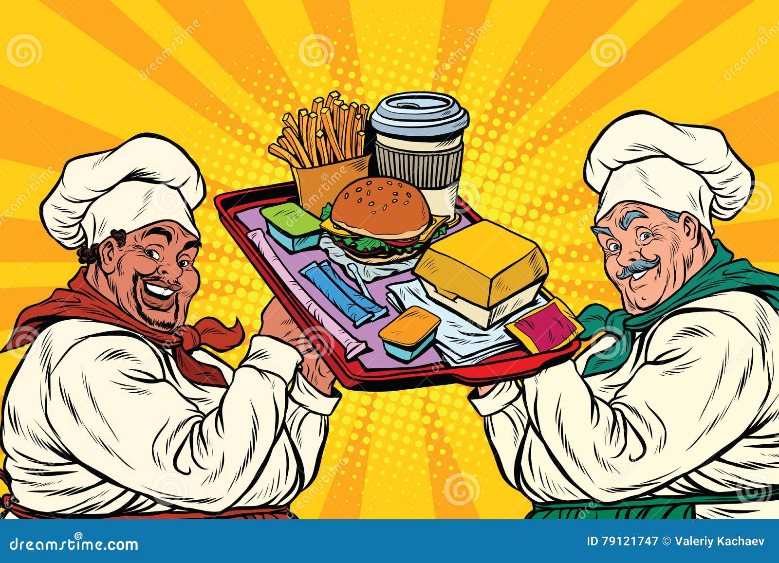 Multi Ethnic Cooks, Fast Food Stock Vector - Illustration of dinner ...