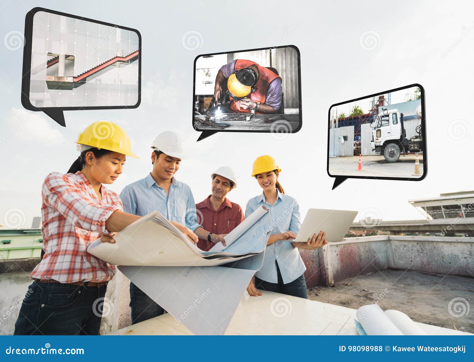 Multi-ethnic Diverse Group of Construction Development Project Partner ...