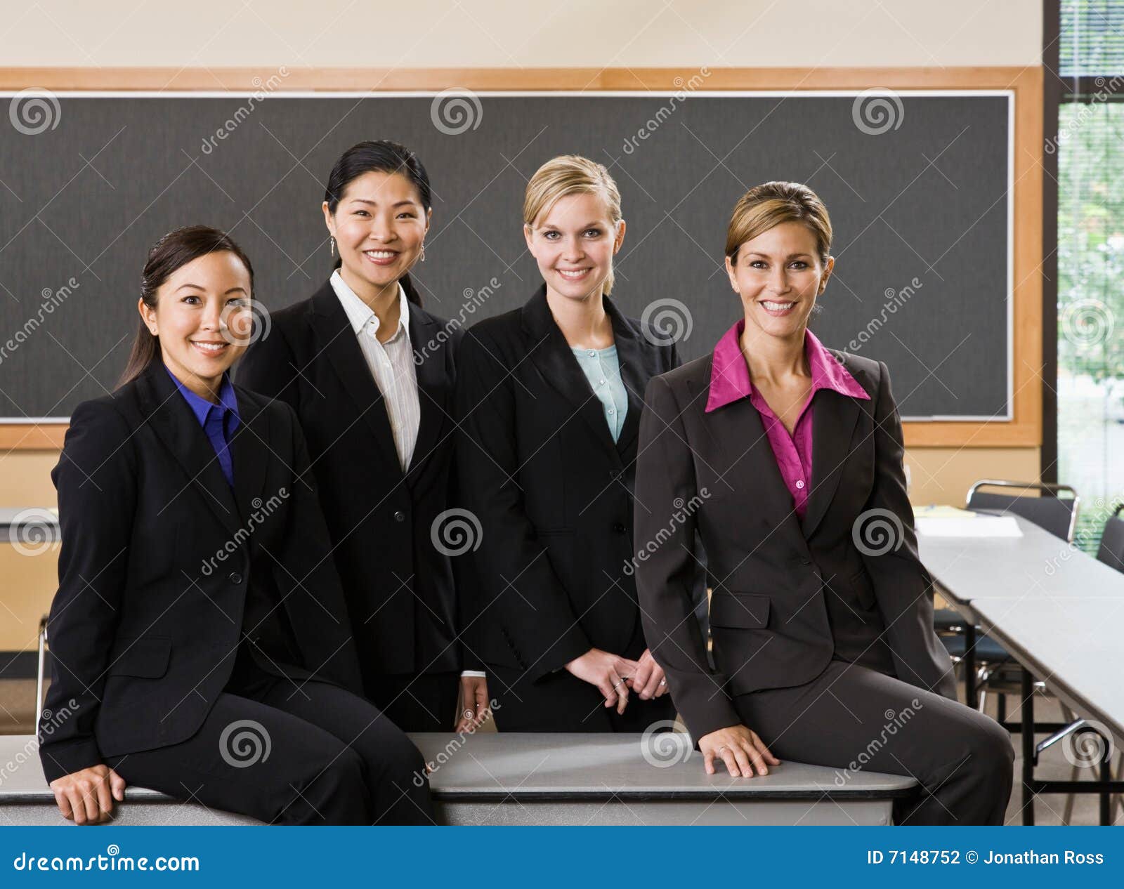 Multi-ethnic Female Co-workers Posing Stock Photo - Image of smile ...