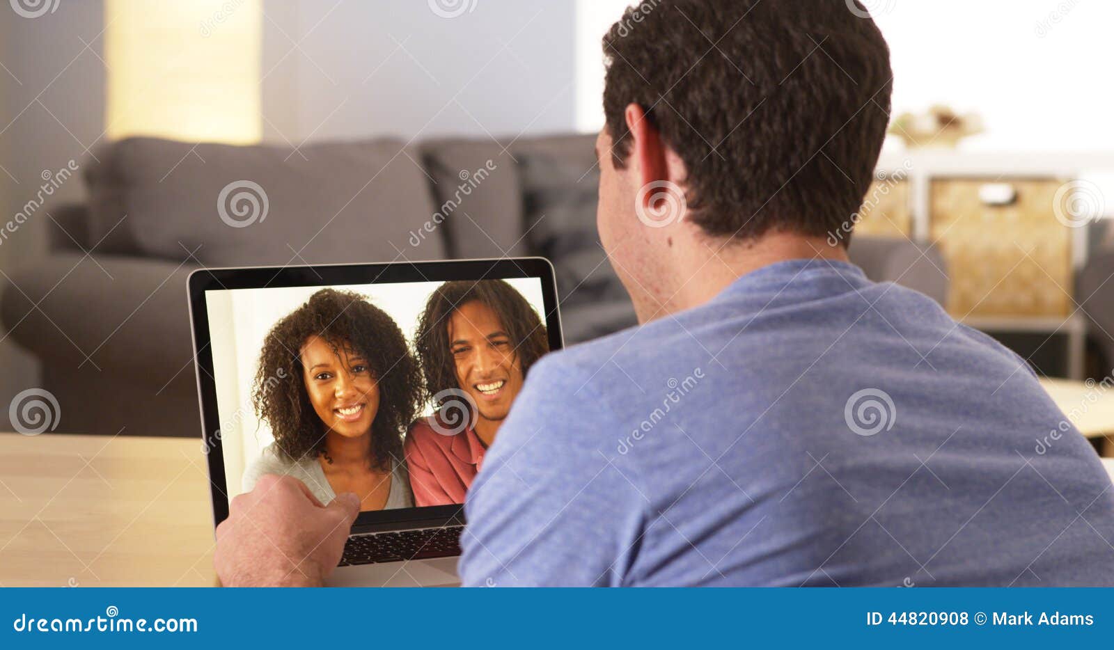 Multi-ethnic Friends Video Chatting on Laptop Stock Photo - Image of ...
