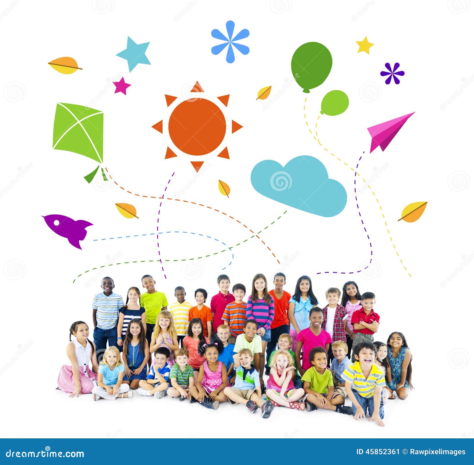 Multi-Ethnic Group of Children Stock Illustration - Illustration of ...