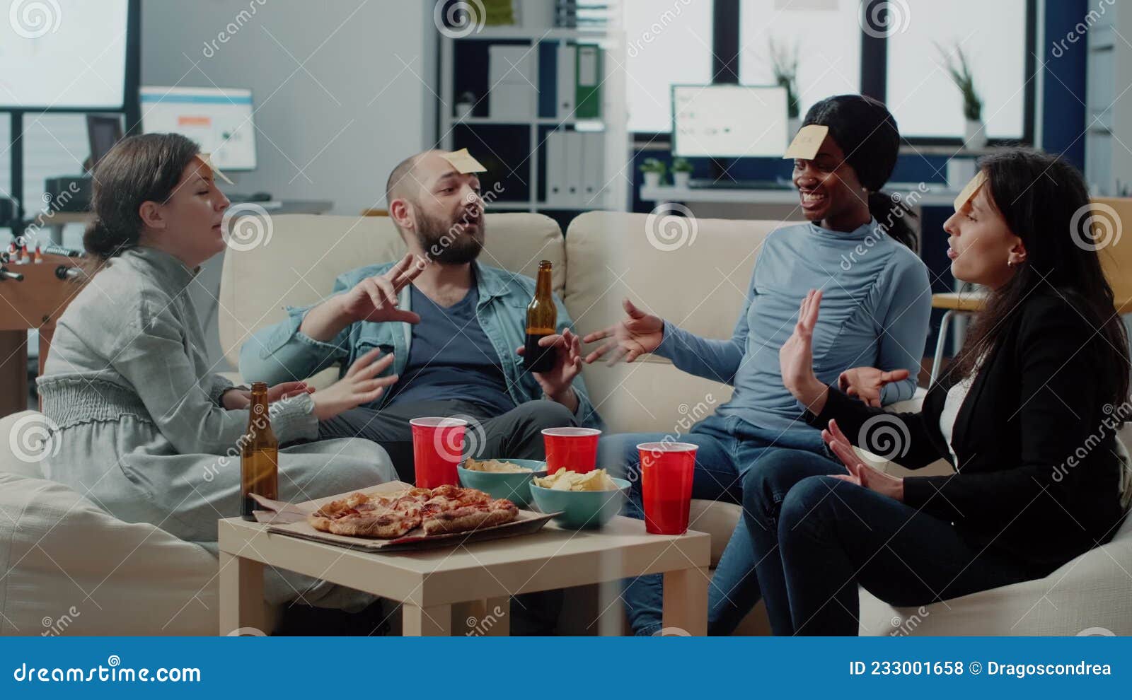 Multi Ethnic Group of Colleagues Having Fun with Charades Stock Footage ...