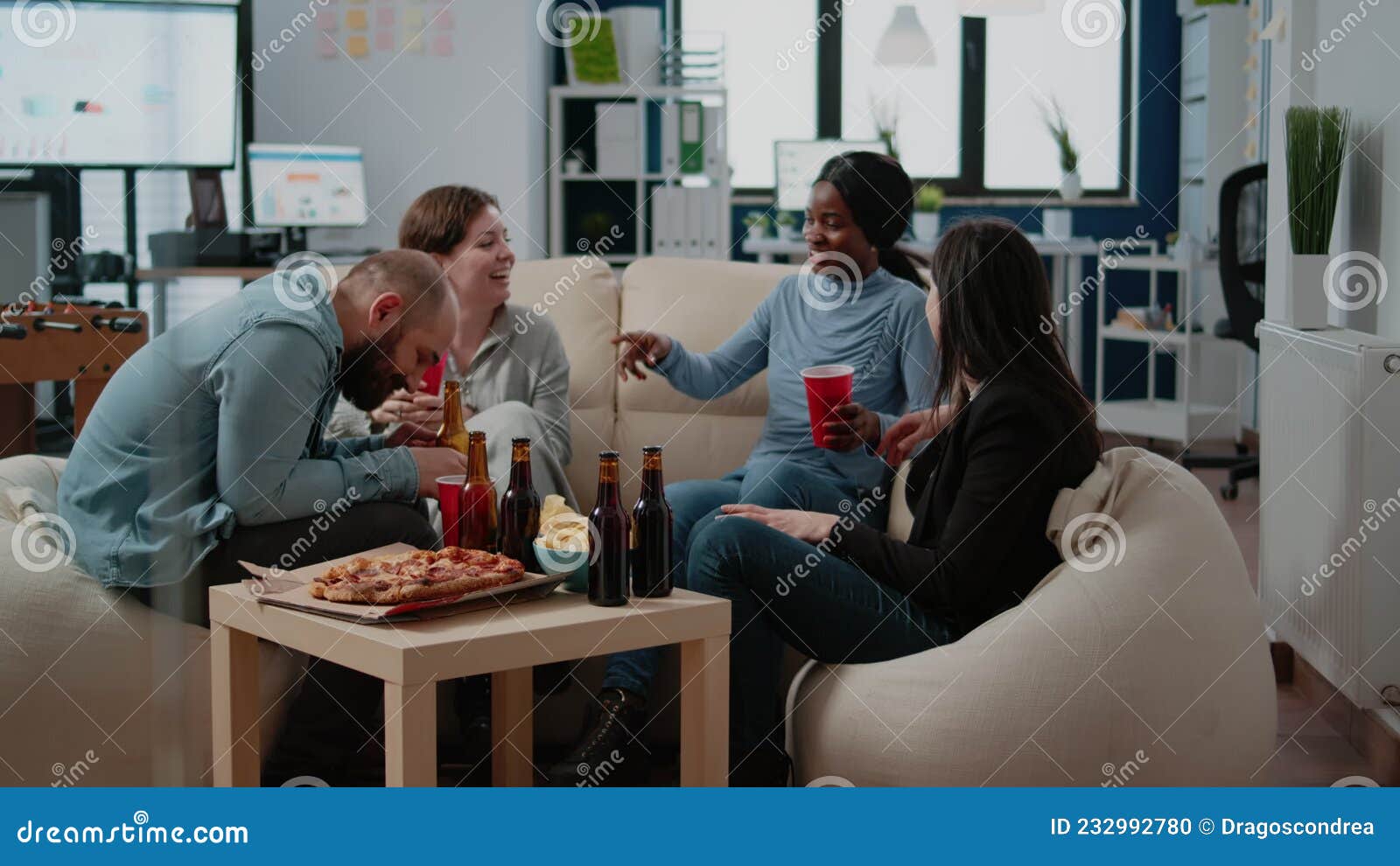 Multi Ethnic Group of Colleagues Having Fun after Work Stock Footage ...