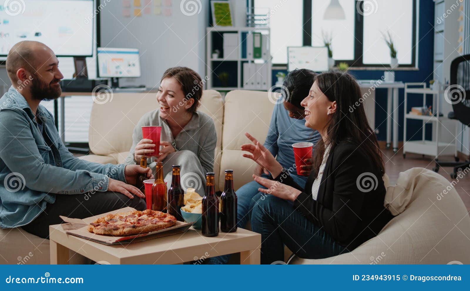 Multi Ethnic Group of Colleagues Having Fun after Work Stock Image ...