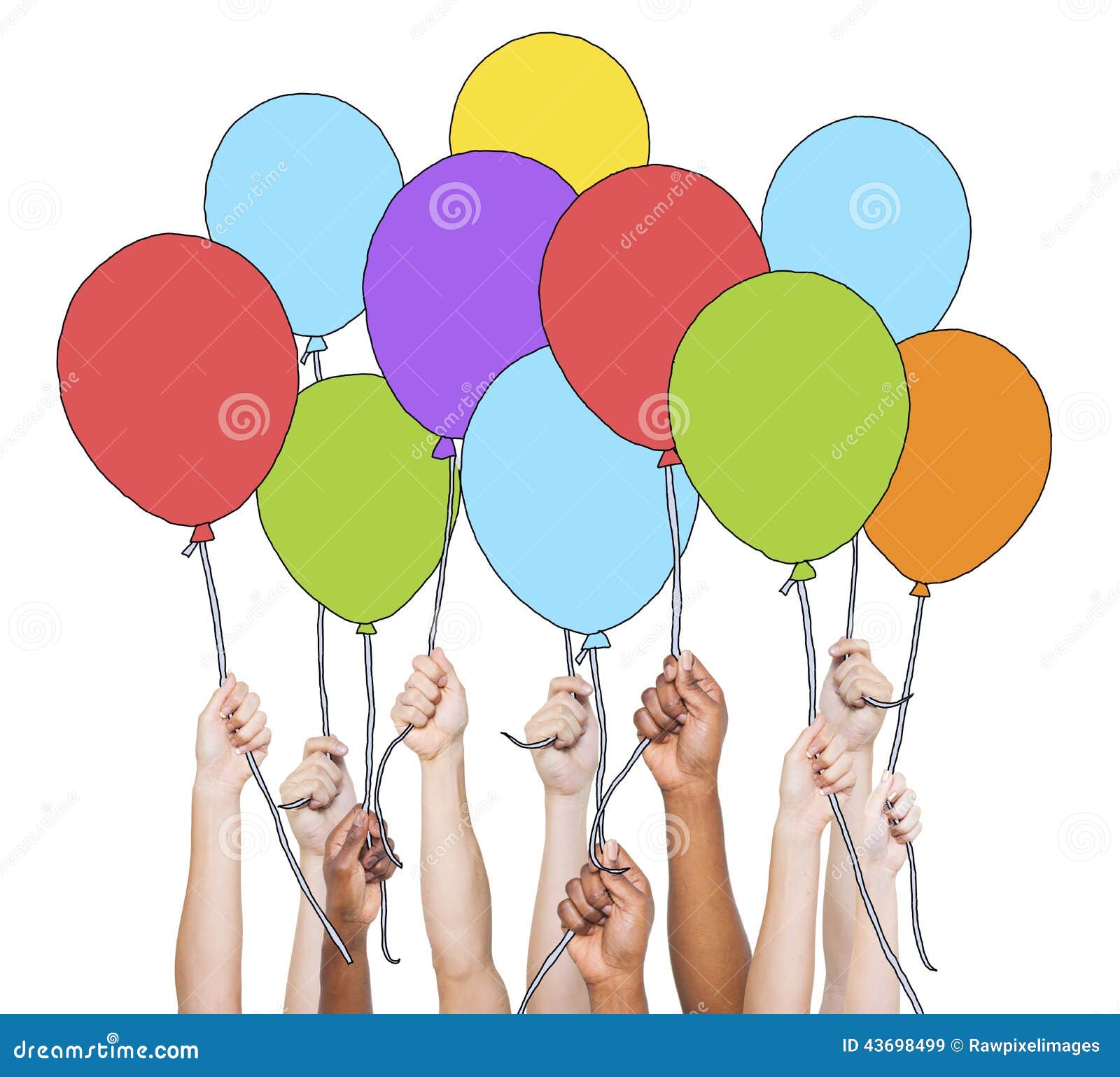 Multi-Ethnic Group of Hands Holding Balloons Stock Image - Image of ...