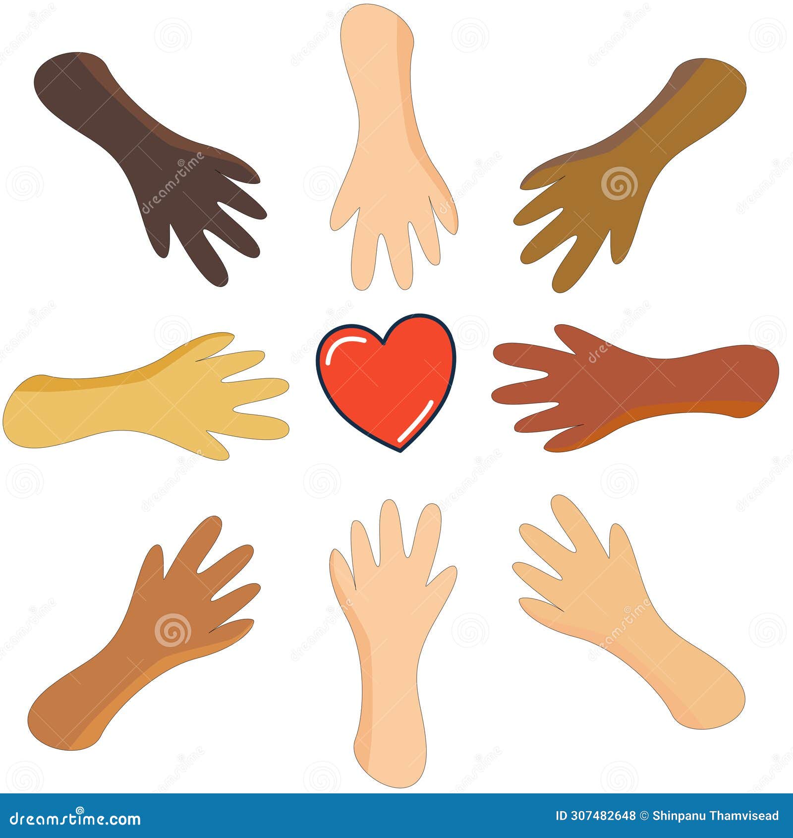 Multi Ethnic Group Holding Hands To Heart. Unity, Support and ...