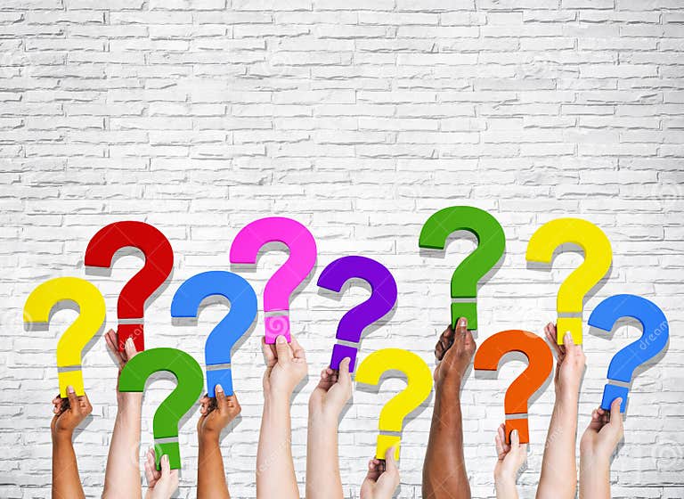 Multi-Ethnic Group of Human Hands Holding Question Marks Stock Photo ...