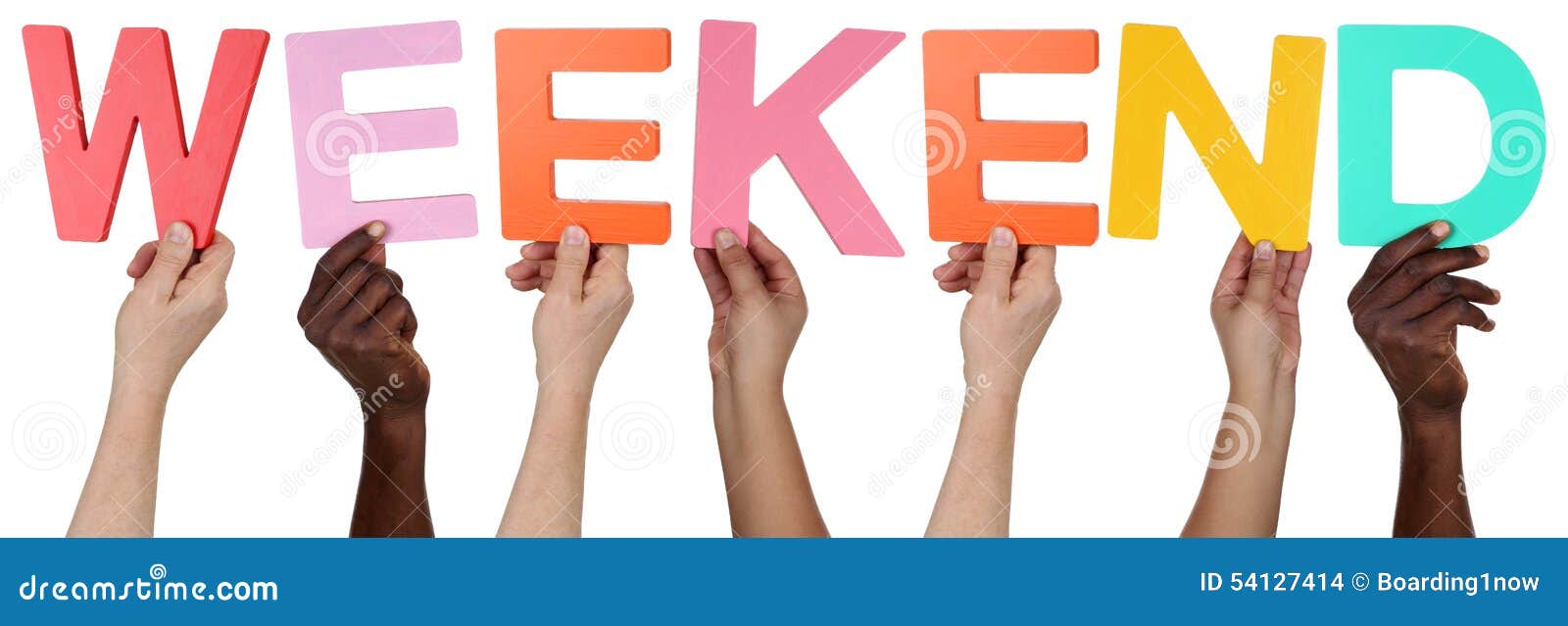 Multi Ethnic Group of People Holding the Word Weekend Stock Photo ...