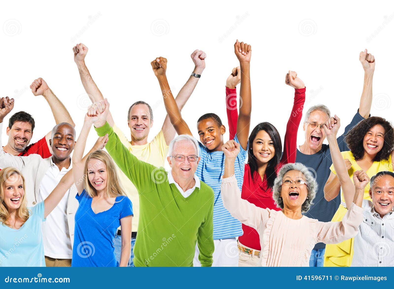 Multi-Ethnic Group of People Raising Their Arms Stock Image - Image of ...