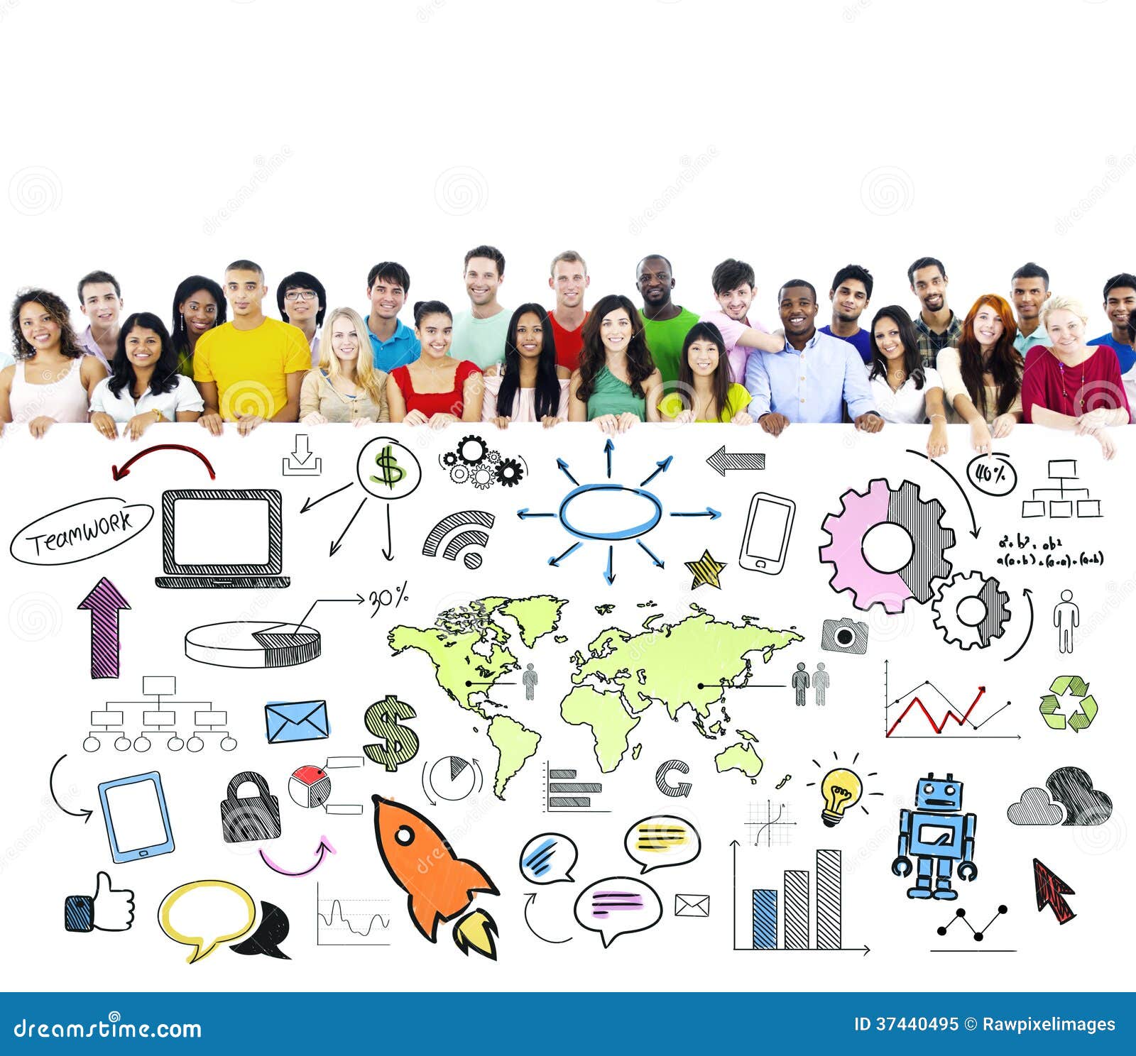 Multi-ethnic Group Social Networking Stock Image - Image of graph ...