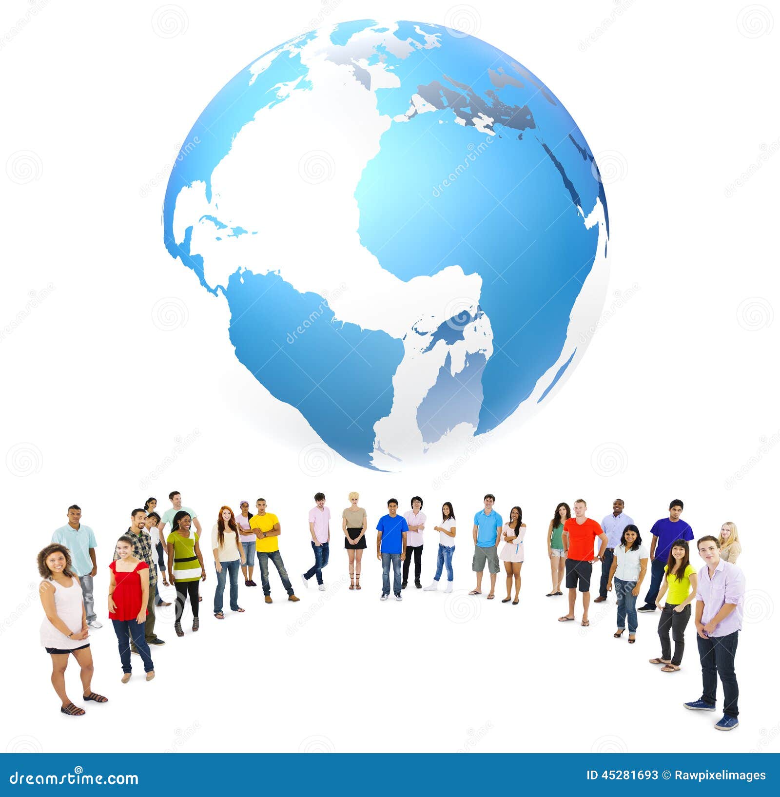 Multi-Ethnic Group of Young Adult Standing in Curve Stock Illustration ...