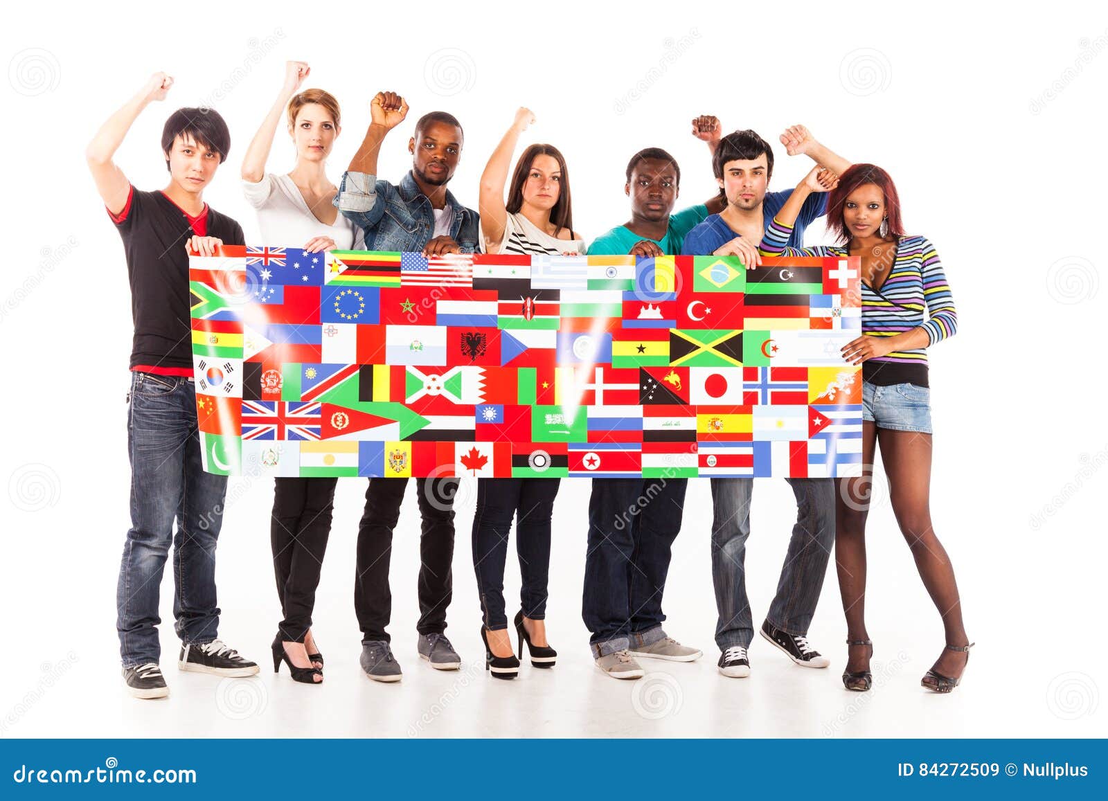 Multi-ethnic Group of Young Adults Stock Image - Image of flags ...