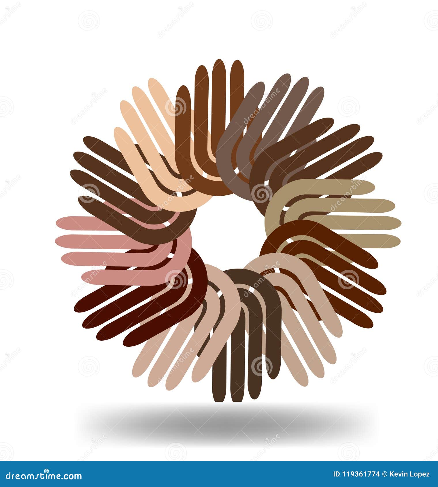 Multi-ethnic Hands in a Circle Vector Icon Stock Vector - Illustration ...