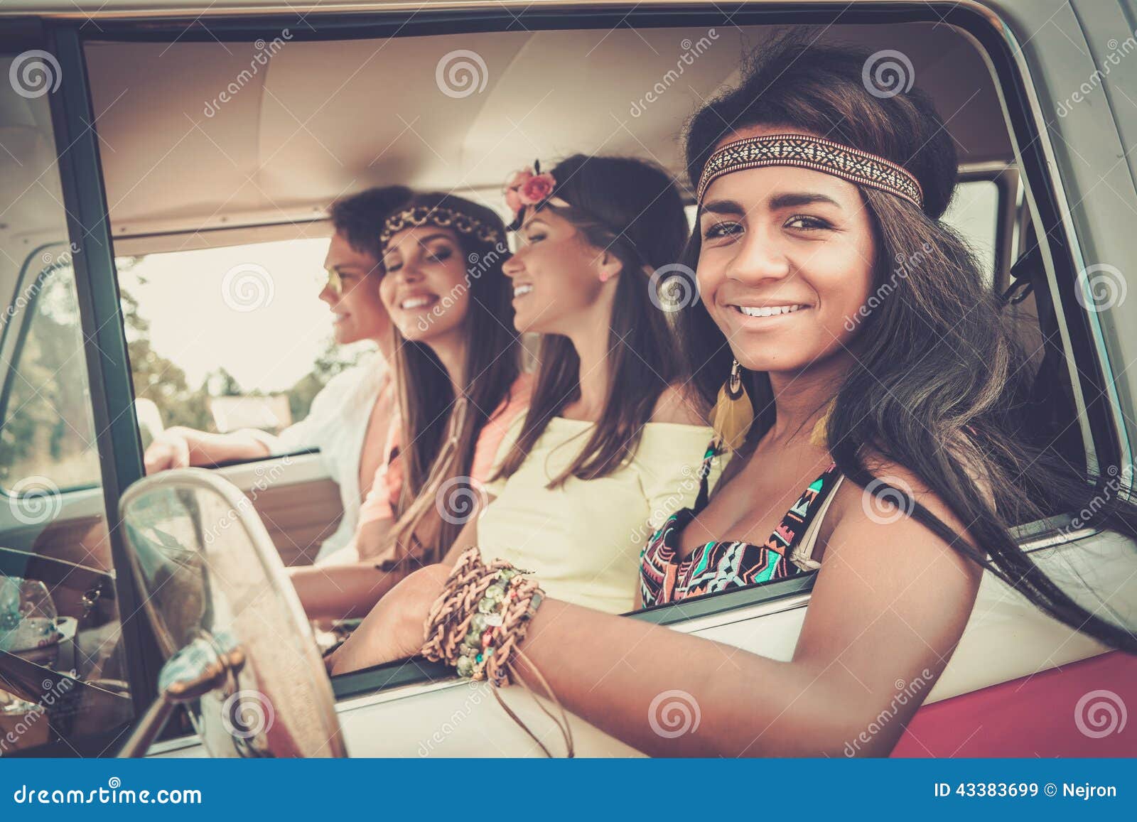 Multi-ethnic Hippie Friends on a Road Trip Stock Image - Image of ...