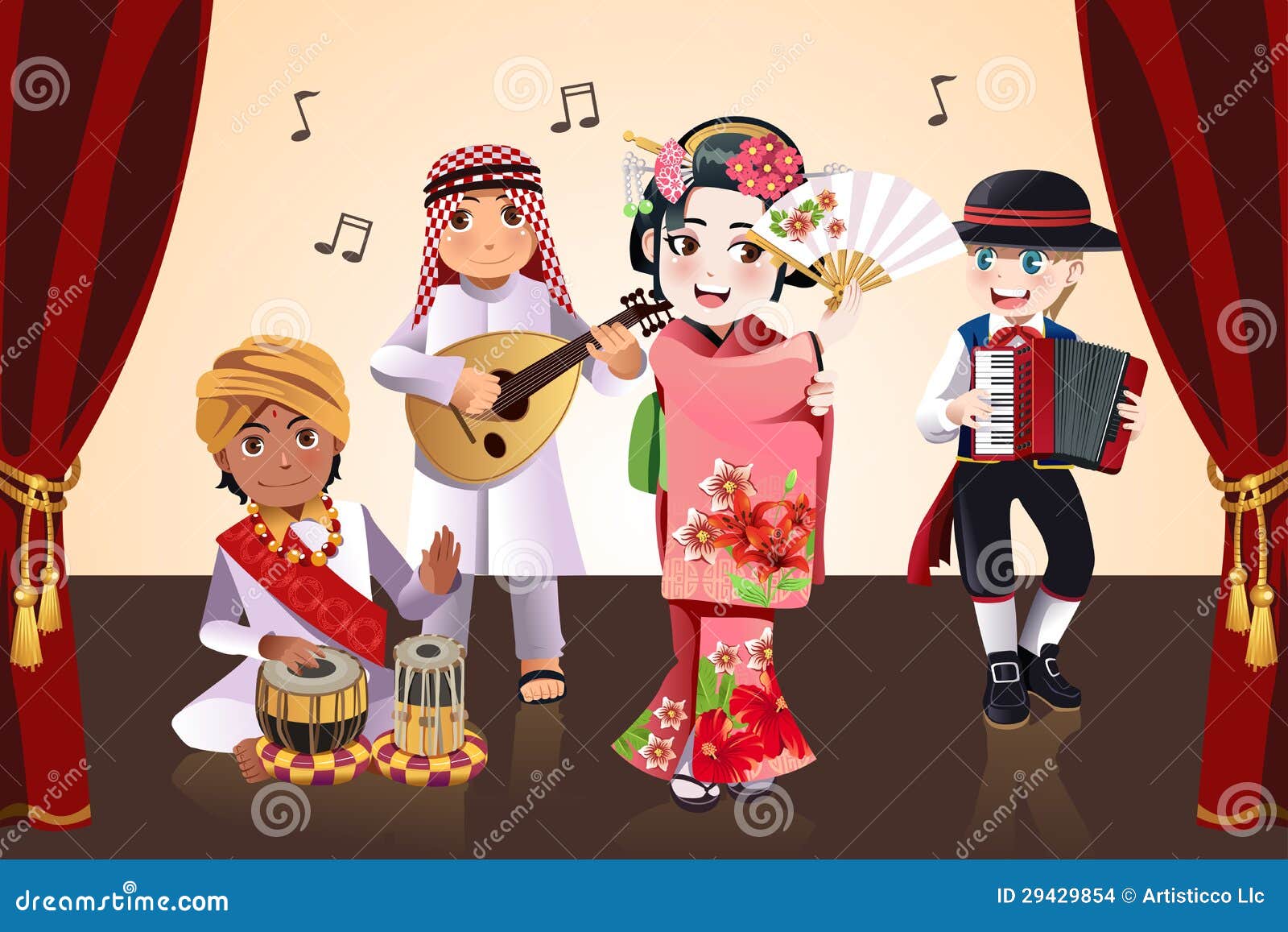 Multi-ethnic Kids Performing Stock Vector - Illustration of cartoon ...