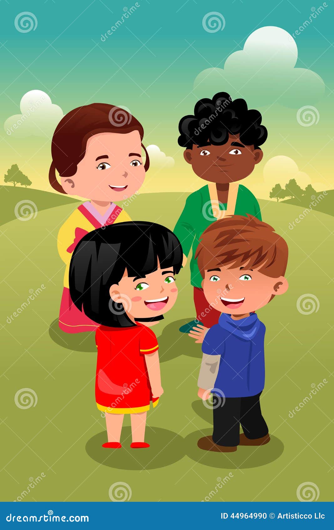 Multi-ethnic Kids Playing Together Stock Vector - Illustration of multi ...
