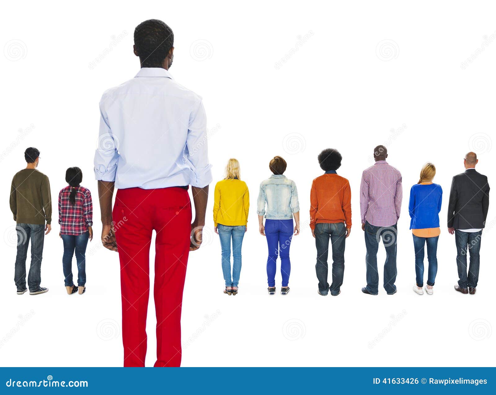 Multi-Ethnic People Turned Back and a Man Left Behind Stock Photo ...