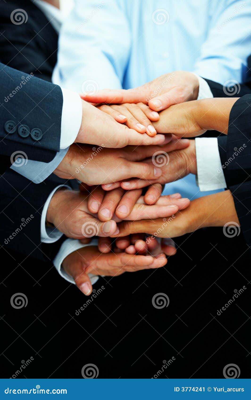 Multi-ethnic pile of hands stock image. Image of office - 3774241