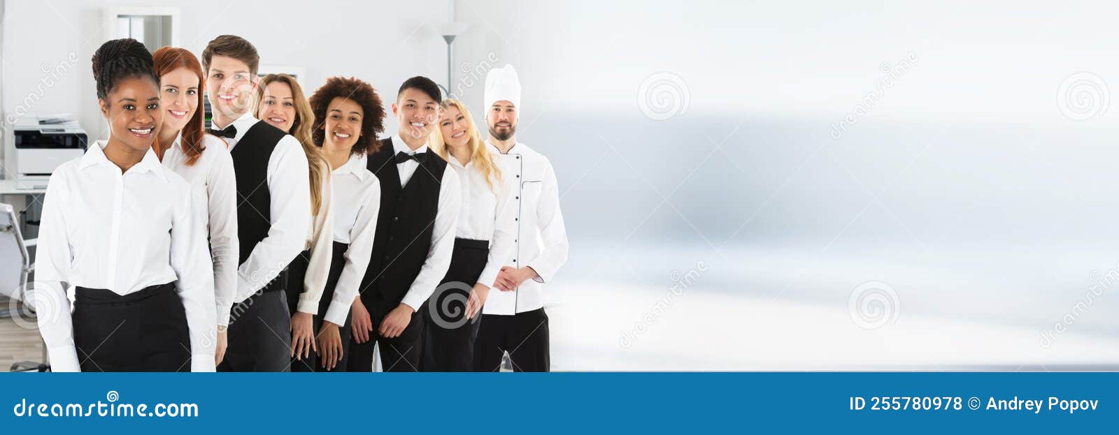 Multi Ethnic Restaurant Staff Stock Photo - Image of standing, uniform ...