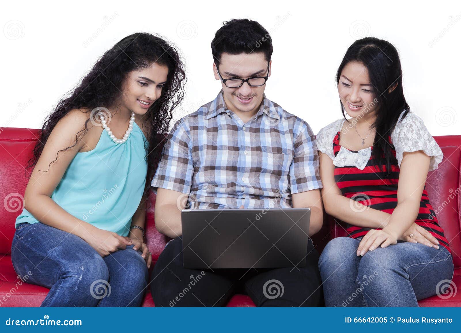 Multi Ethnic Student Use Laptop Sofa Stock Photos - Free & Royalty-Free ...