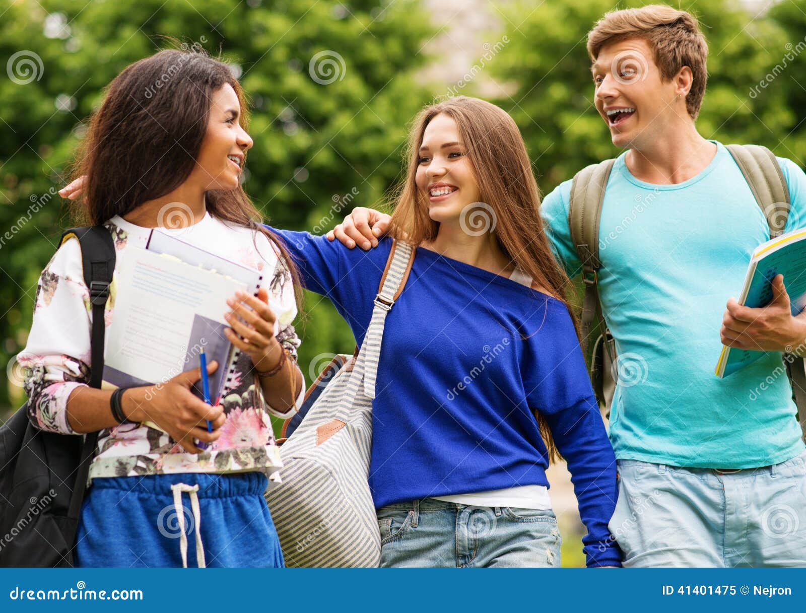 Multi Ethnic Students in a City Park Stock Image - Image of multi, girl ...