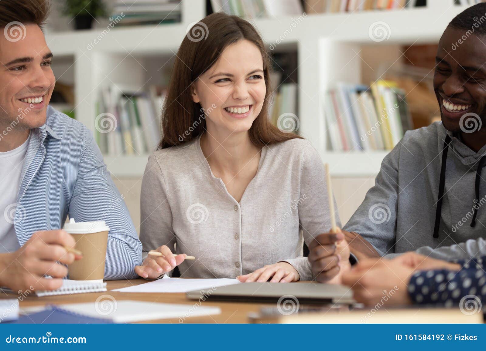 Multi-ethnic Students Distracted from Learning Process Telling Jokes ...