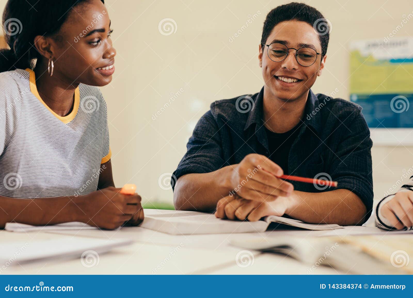 Multi-ethnic Students Studying Together Stock Photo - Image of sitting ...