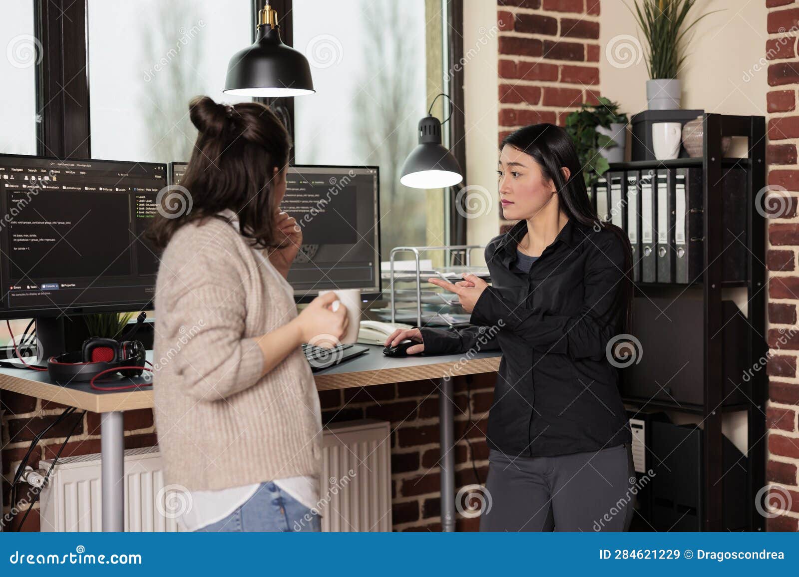 Multi Ethnic System Engineers Developing Software Algorithm Stock Image Image Of Multi Young