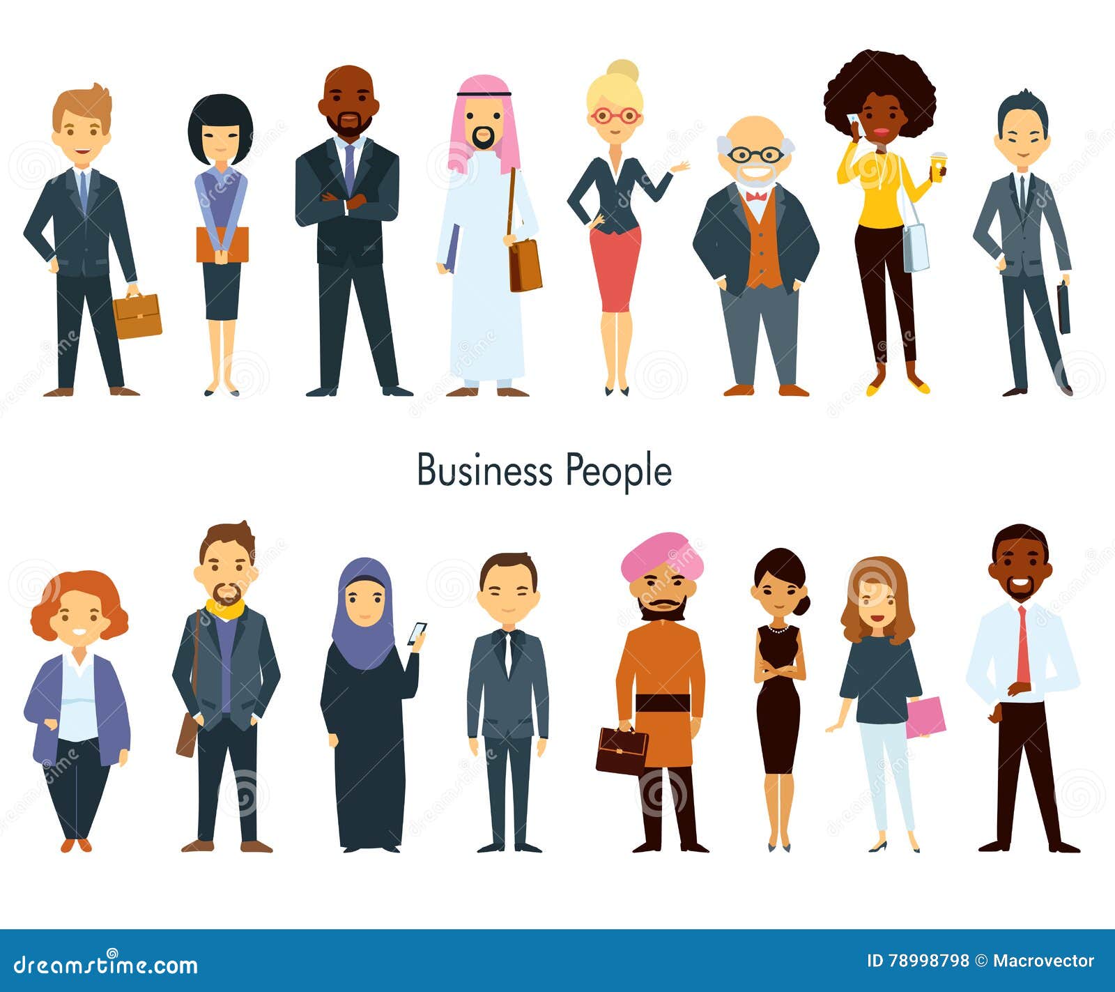 Multinational Business Team. Set Of Characters Of Men And Women Of ...