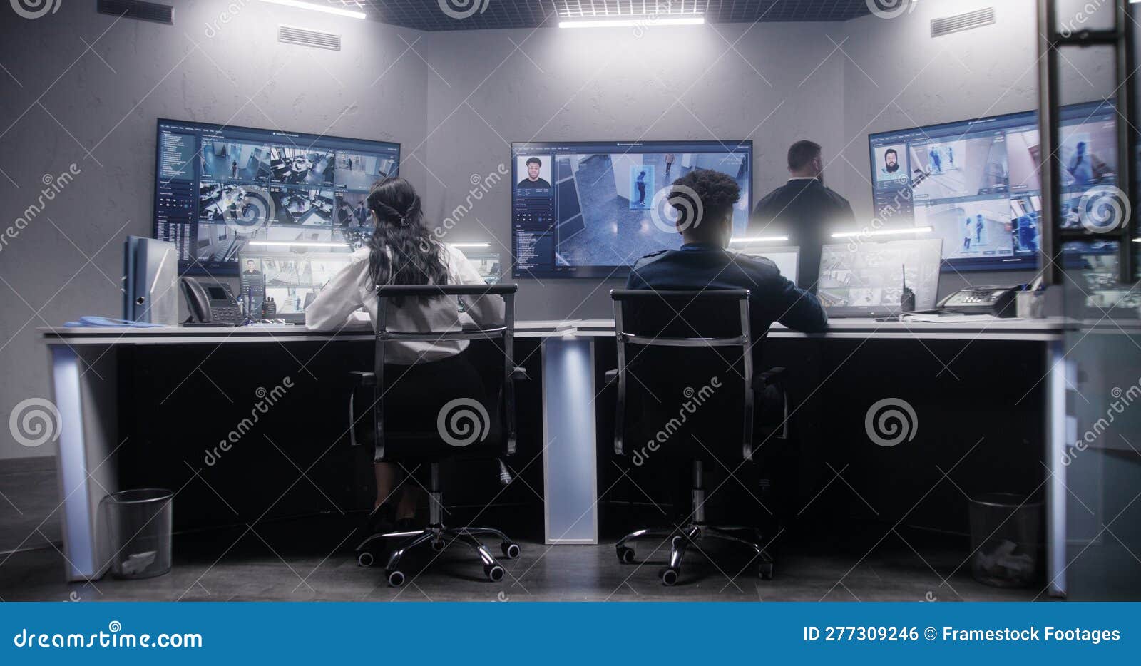 Security Officers Team Work in Surveillance Room Stock Photo - Image of ...