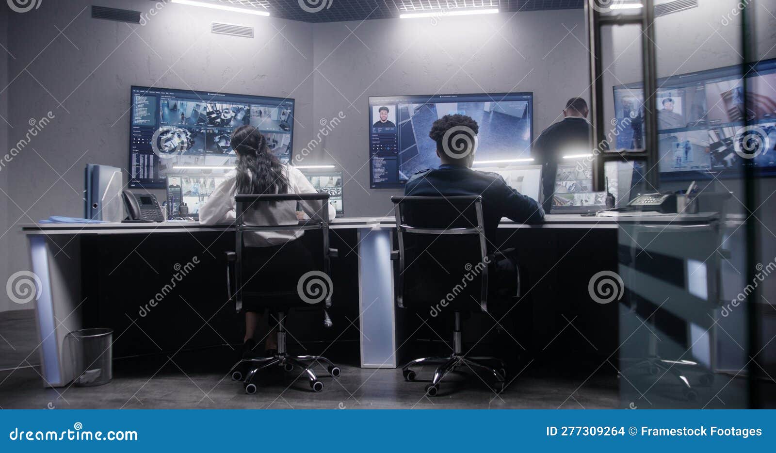 Security Officers Team Work in Surveillance Room Stock Photo - Image of ...