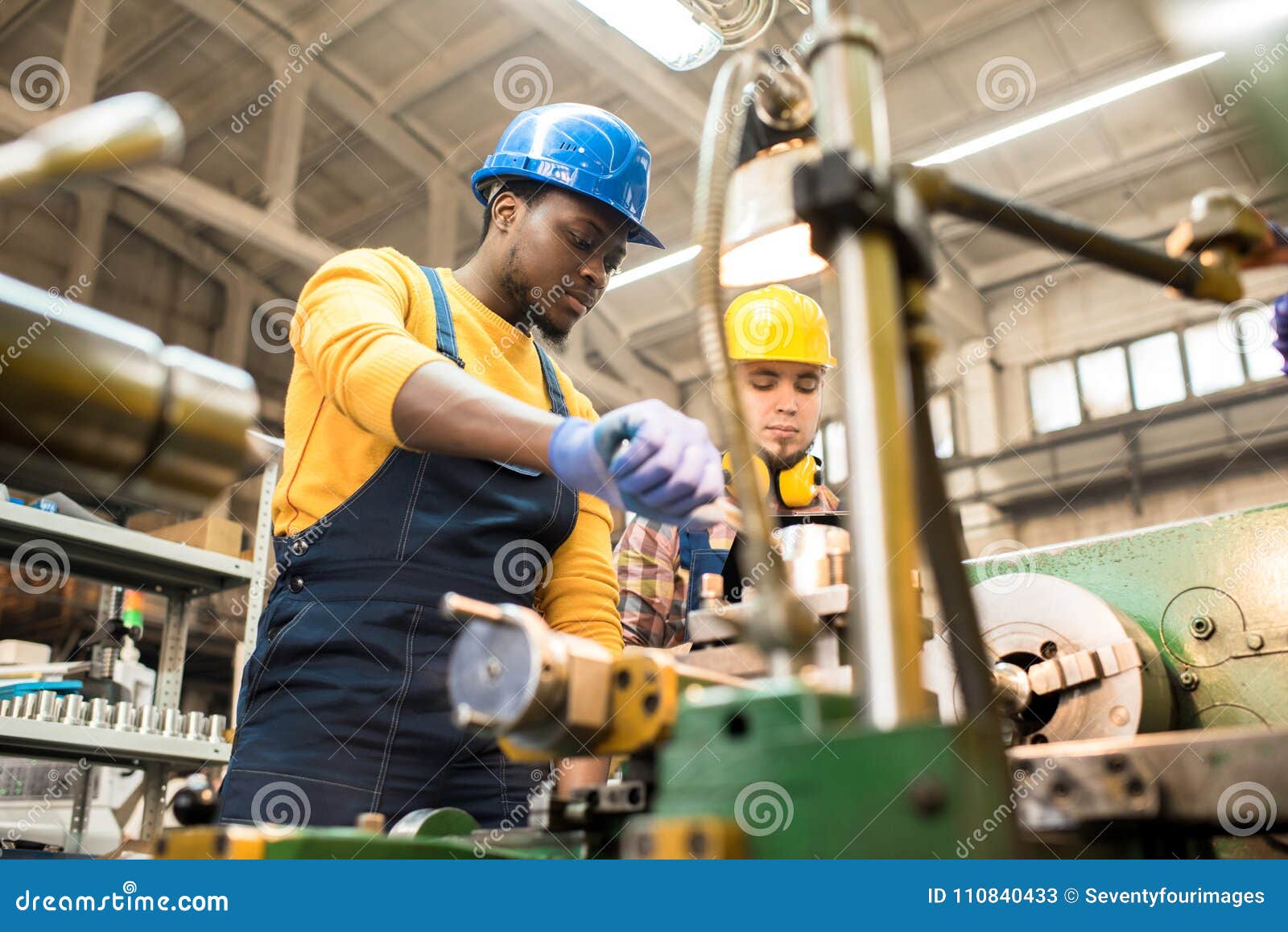 Lathe Operators Concentrated on Work Stock Image - Image of hardhat ...