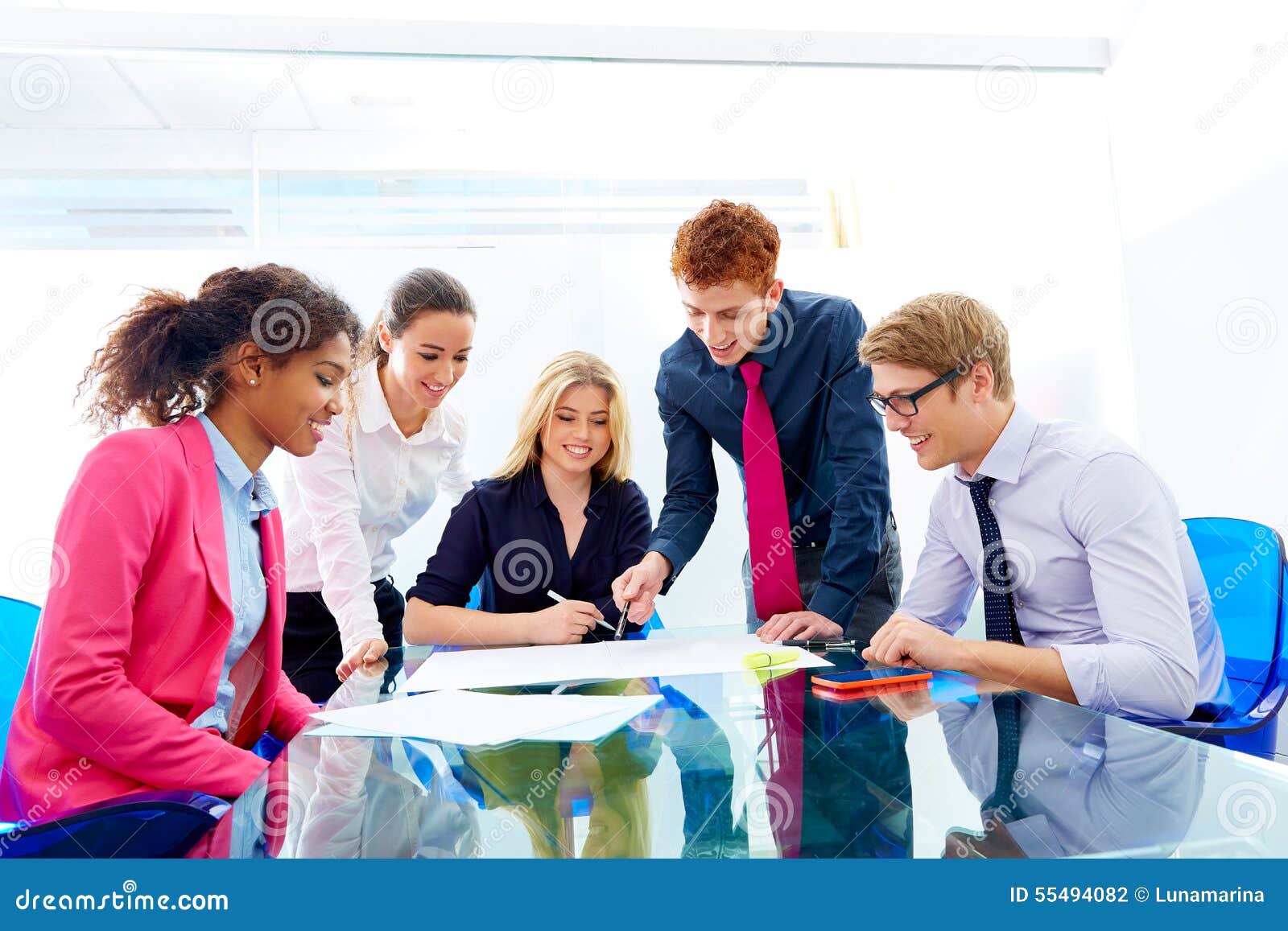 Multi Ethnic Teamwork of Young Business People Stock Photo - Image of ...