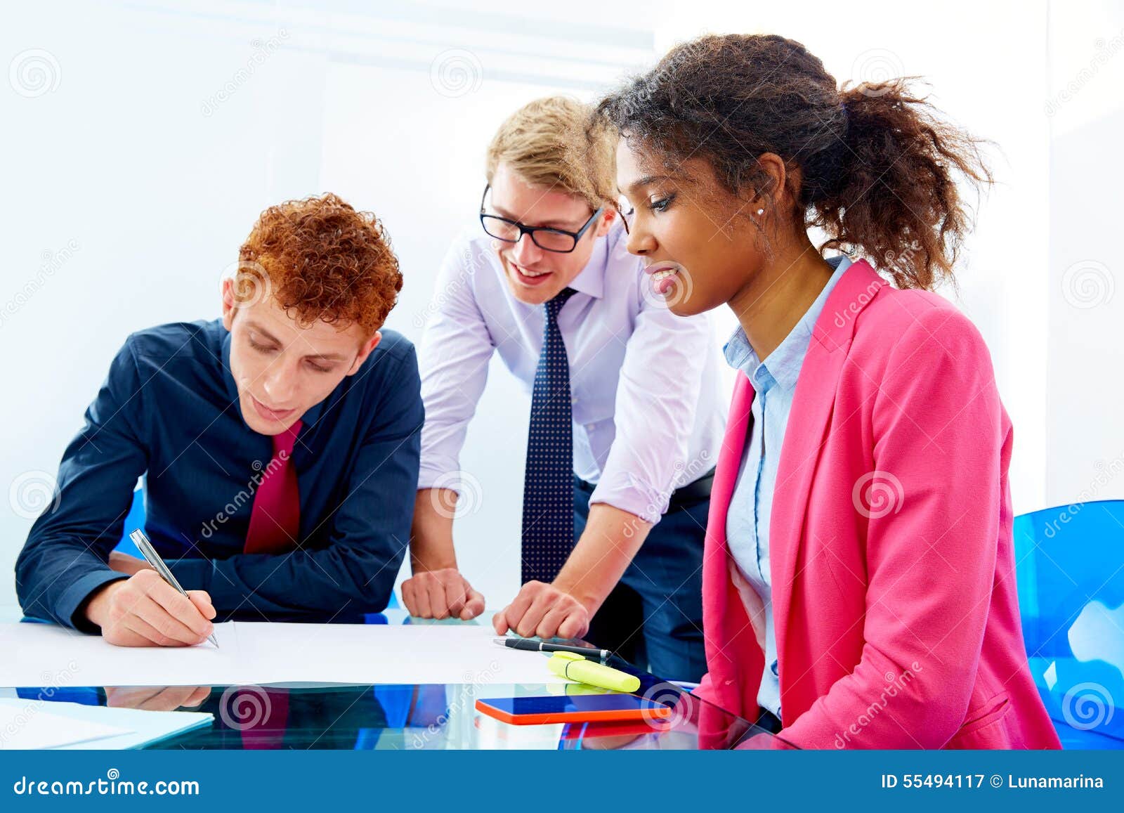 Multi Ethnic Teamwork of Young Business People Stock Image - Image of ...