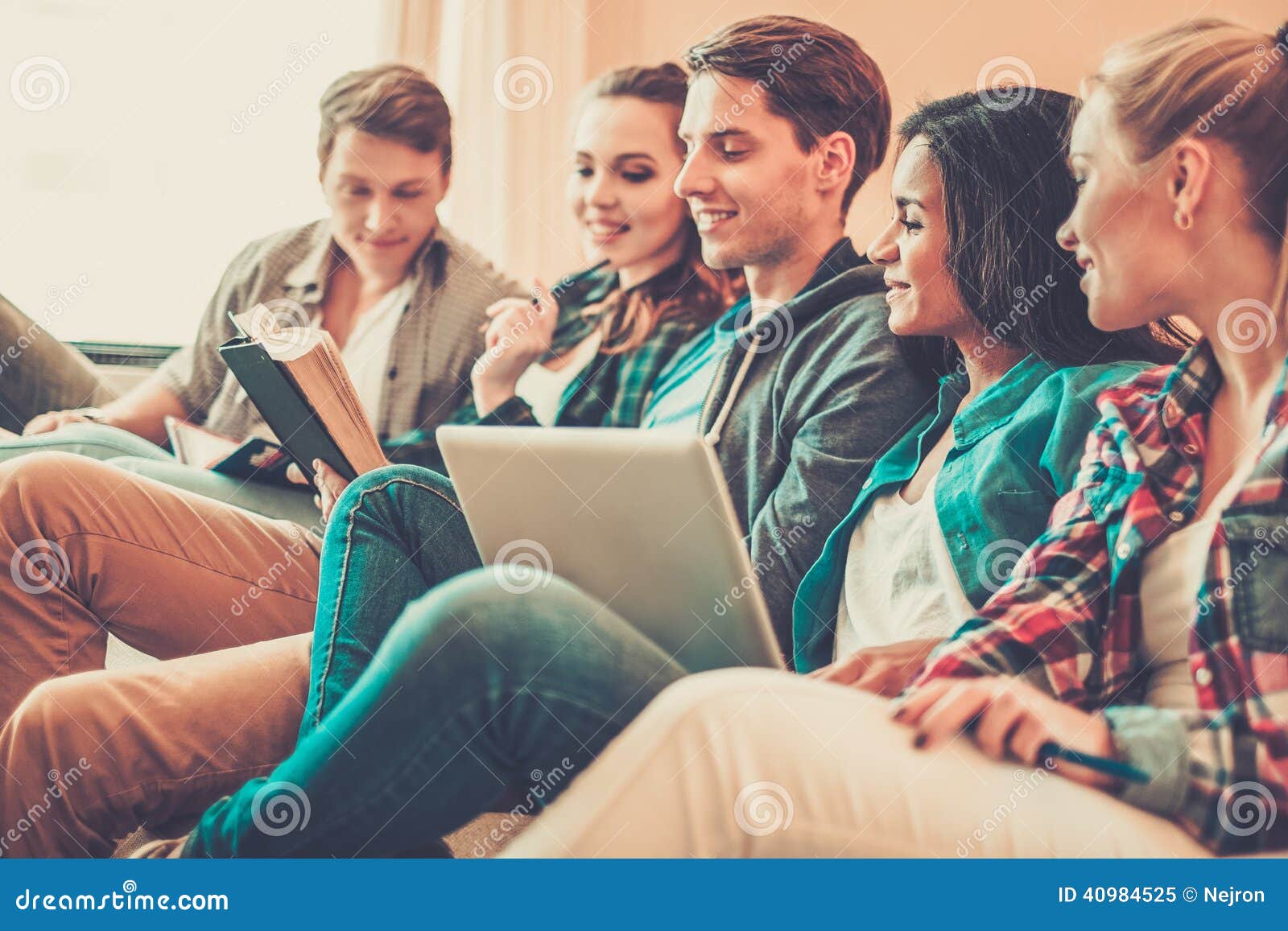 Multi Ethnic Young Students Preparing for Exams Stock Image - Image of ...