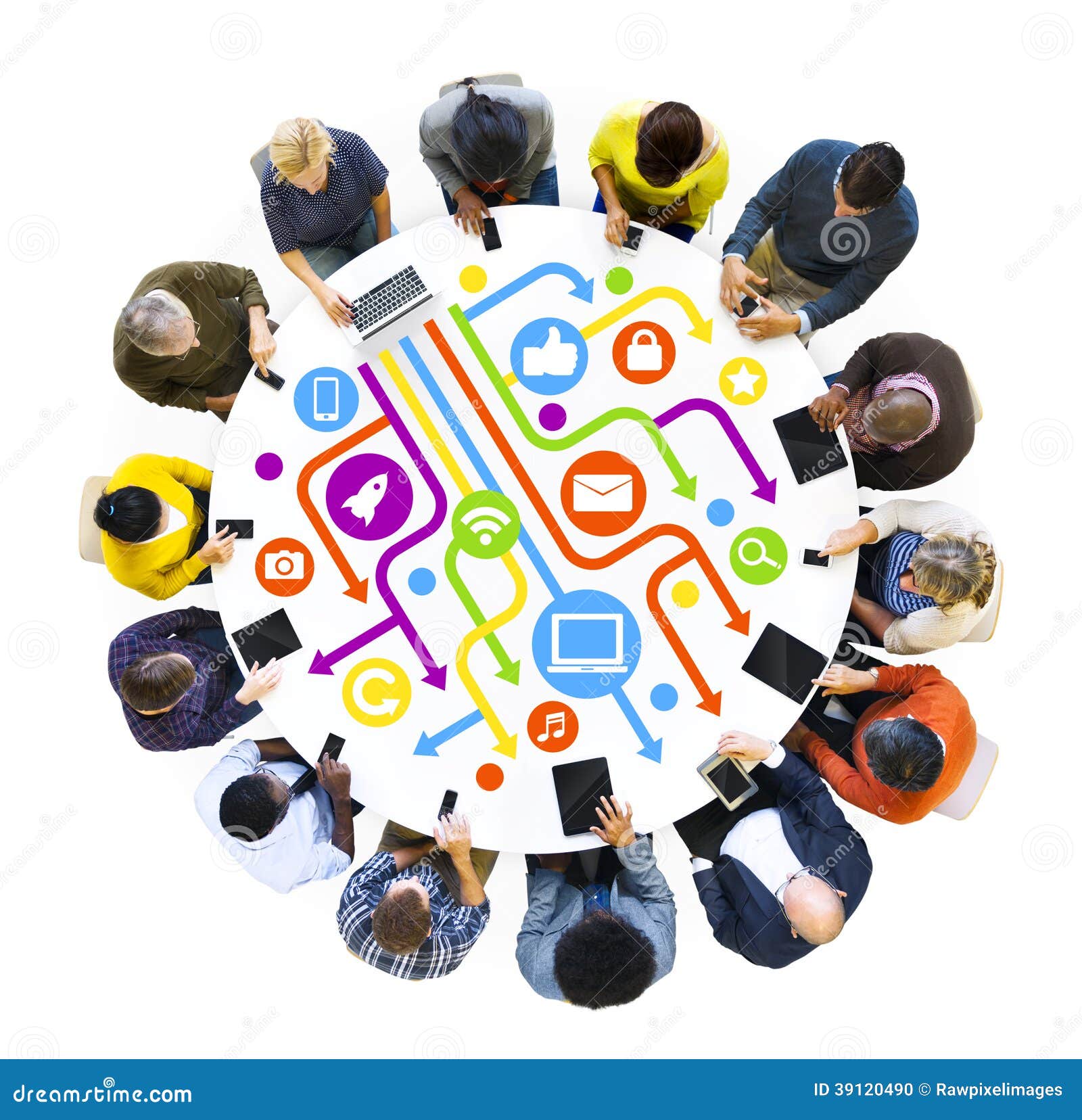 Multi-Ethnical People Using Digital Devices Stock Photo - Image of ...