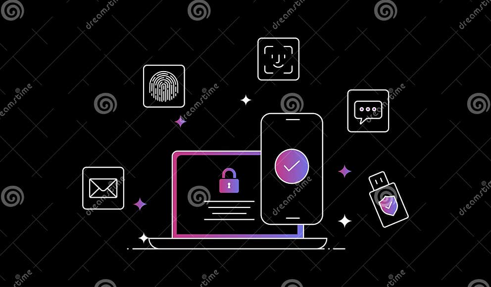 Multi-Factor Authentication Illustration. MFA Illustration Stock ...