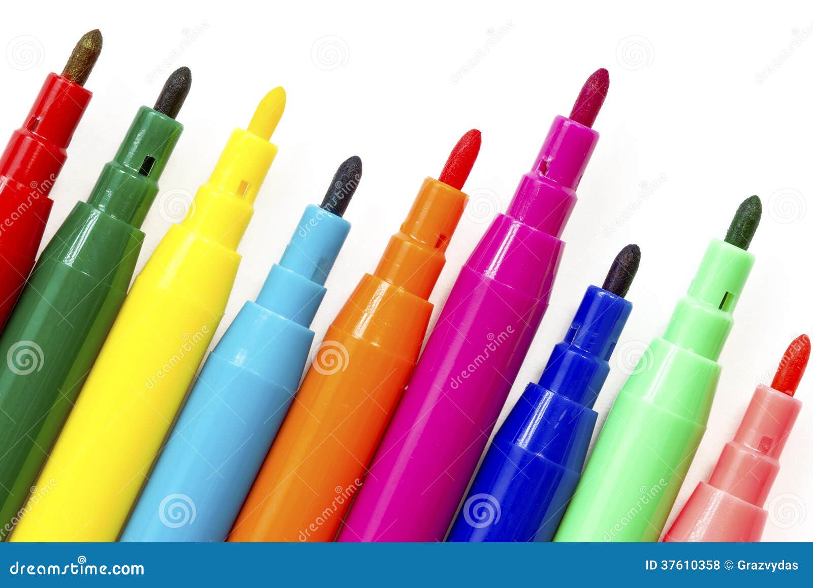 Multi farbige Filzstifte stockfoto. Bild von einstellen - 37610358