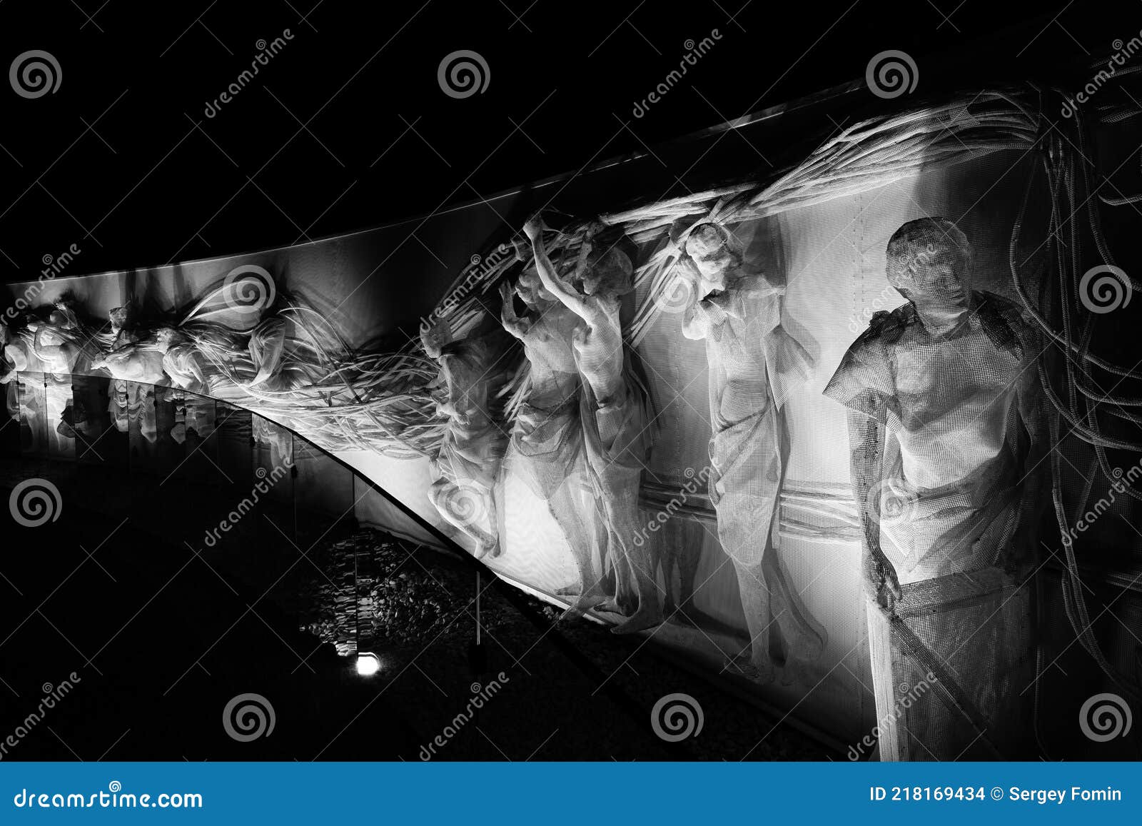 Multi-figure Bas-relief Made of Plastic Mesh `Artificial Environment ...